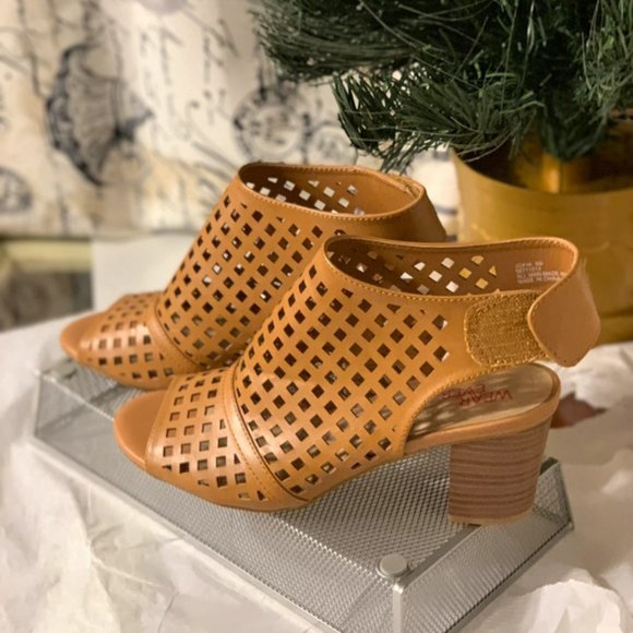 Wear Ever | Shoes | Wear Ever Tan Heeled Sandals Size 8 | Poshmark